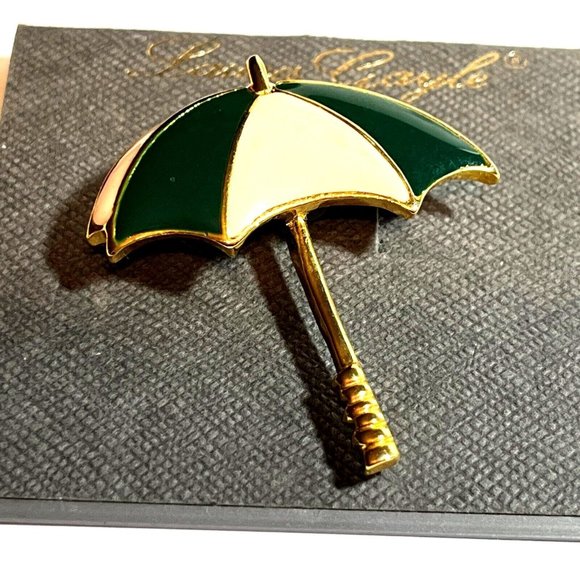 Laura Gayle | Jewelry | Laura Gayle Enamel Green White Umbrella Lapel ...